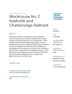 Blockhouse No. 2 Chattanooga Railroad - Tennessee Civil War ...
